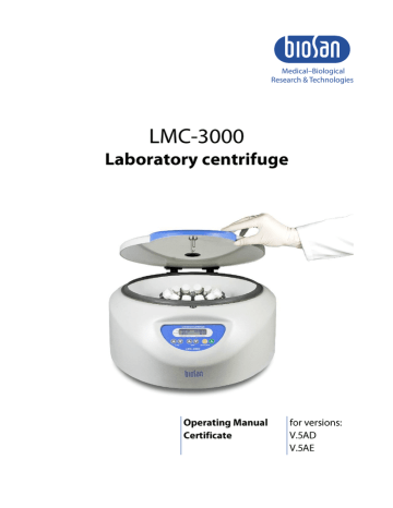 LMC 3000 Laboratory centrifuge Operating Manual | Manualzz