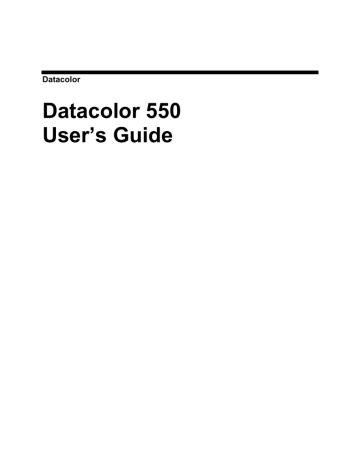 Datacolor 550 User’s Guide | Manualzz