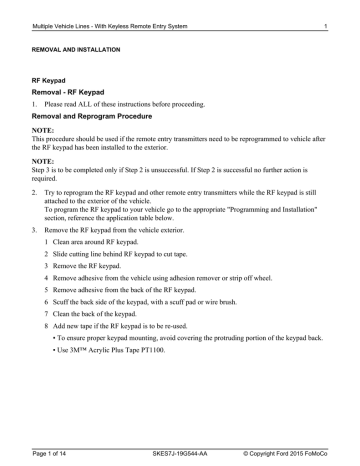 Keyless Entry Keypad - Instructions | Manualzz