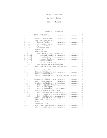 68000 Assembler User's Manual | Manualzz