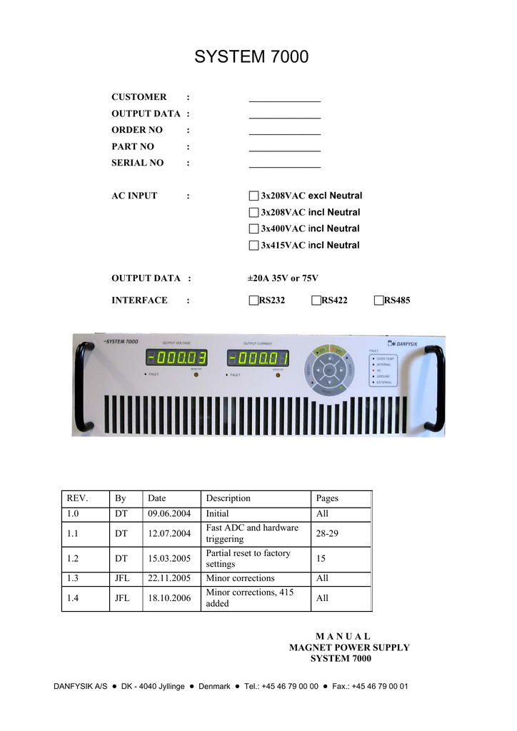 Danfysik SYSTEM 7000 manual | Manualzz