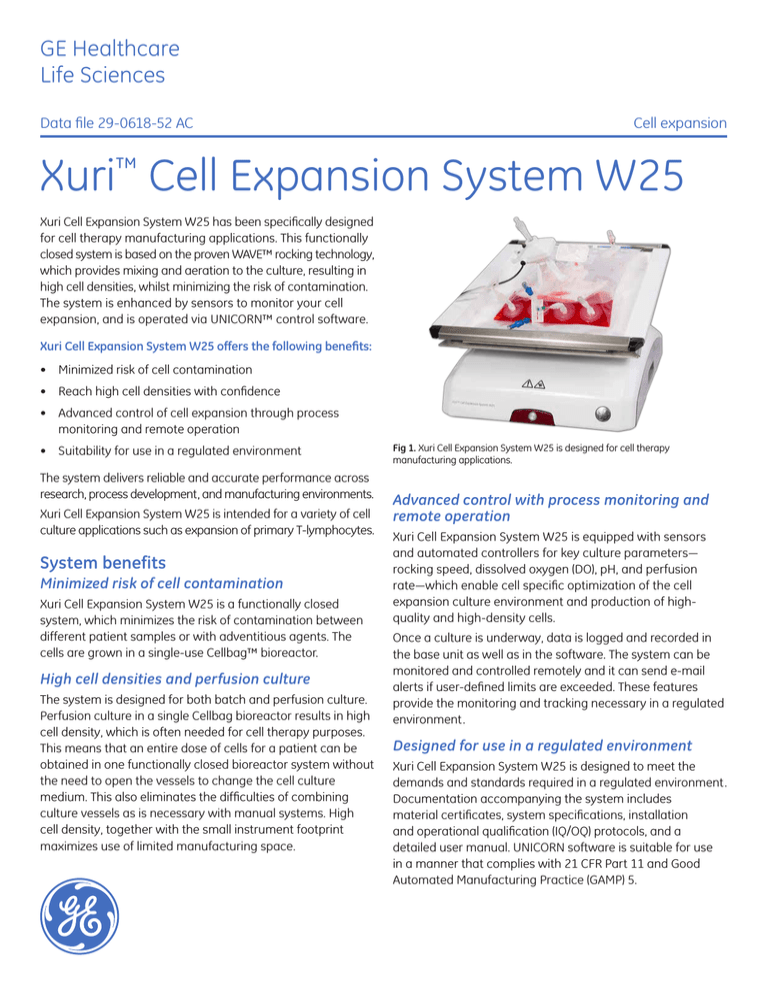Xuri™ Cell Expansion System W25 | Manualzz