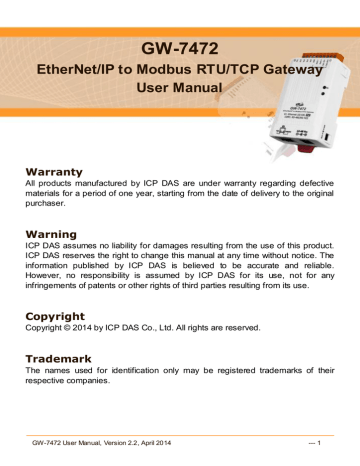 GW-7472 EtherNet/IP to Modbus Gateway User Manual | Manualzz