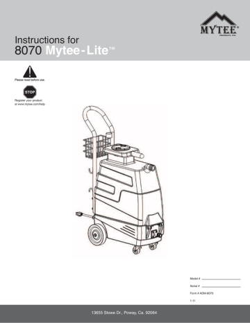 Mytee-Lite 8070 User Manual | Manualzz