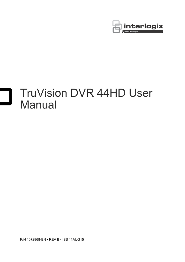 Interlogix TruVision DVR 44HD User Manual | Manualzz