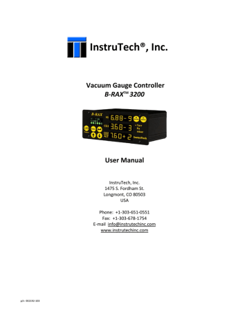 InstruTech B-RAX 3200 Vacuum Gauge Controller User Manual | Manualzz