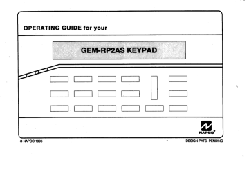 NAPCO GEM-RP2AS KEYPAD Operating Guide | Manualzz