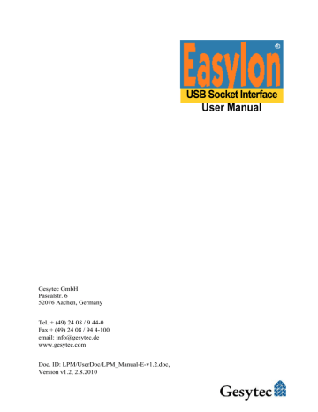 Gesytec USB Socket Interface User Manual | Manualzz