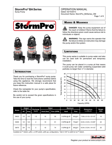StormPro BA Series Operation Manual | Manualzz