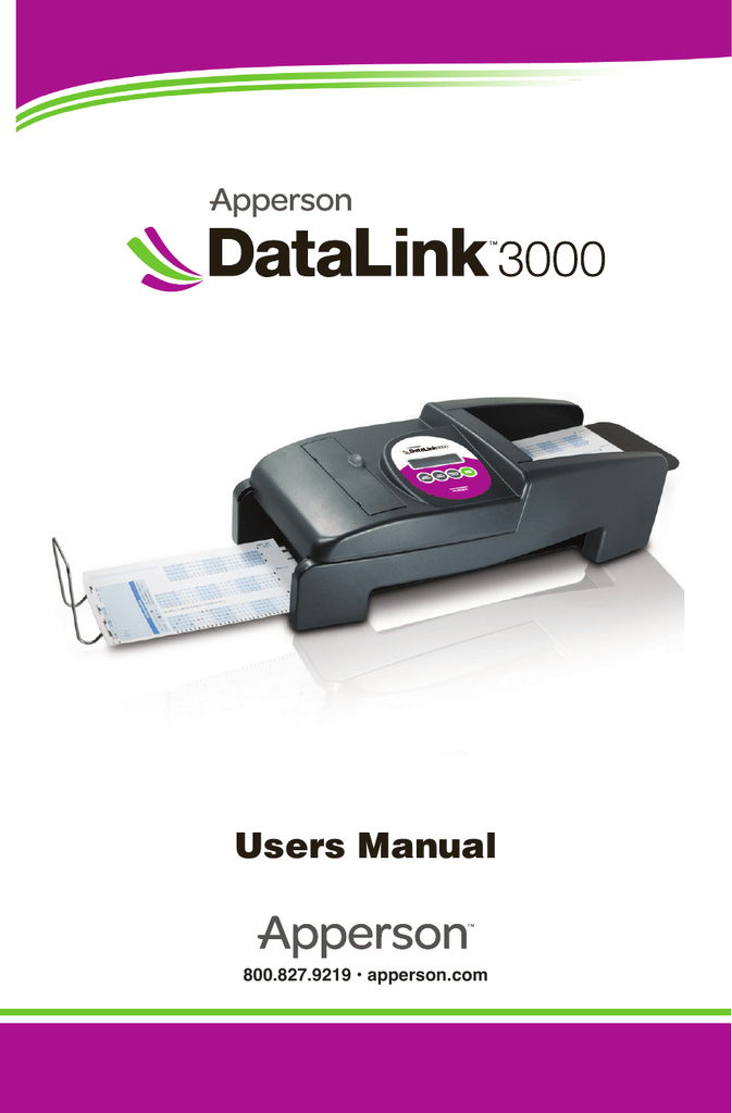 Apperson Datalink 3000 User manual | Manualzz