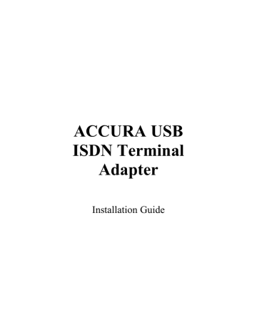 Accura ISDN Terminal Adapter USB Installation Guide | Manualzz
