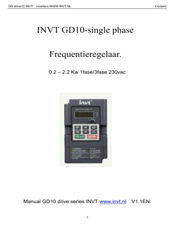 INVT GD10 Single-Phase Inverter Manual | Manualzz
