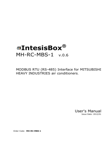MODBUS interface MH-RC-MBS-1 User's Manual | Manualzz