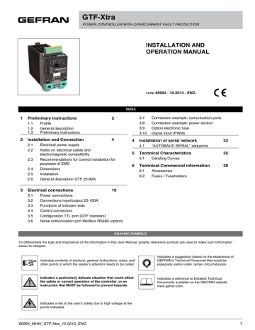 GEFRAN GTF-Xtra 25-60A Installation and Operation Manual | Manualzz