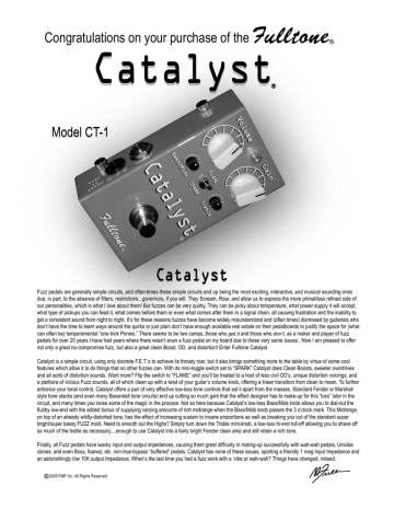 Fuzz Pedal Catalyst CT-1 Manual | Manualzz