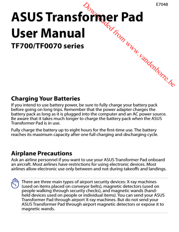 ASUS Transformer Pad TF700/TF0070 series User Manual | Manualzz