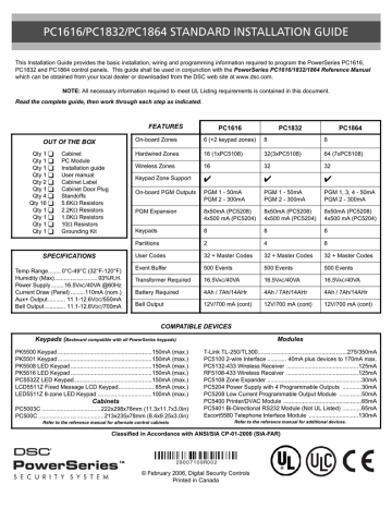 pc1616/pc1832/pc1864 standard installation guide | Manualzz