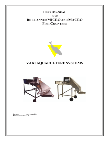 VAKI Fish Counter MICRO, MACRO User Manual | Manualzz