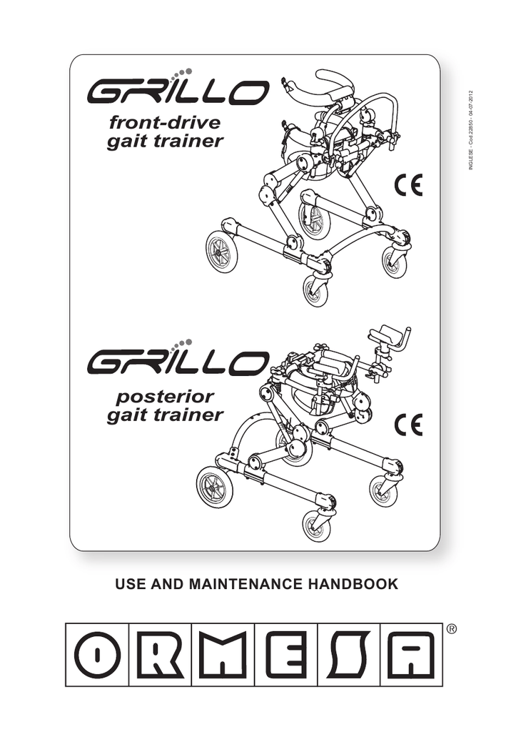 Ormesa Grillo Front-drive gait trainer Use And Maintenance Handbook ...