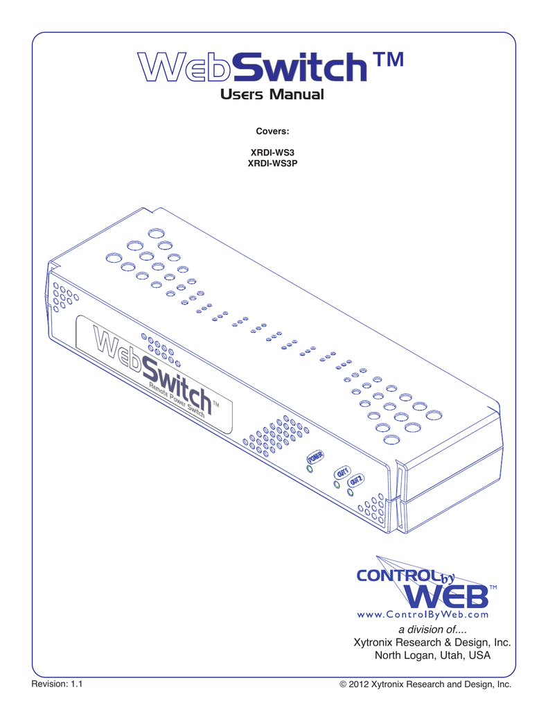 Xytronix Research & Design WebSwitch XRDI-WS3P User manual | Manualzz