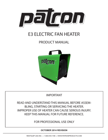 Patron Electric Fan Heater E3 Product Manual | Manualzz