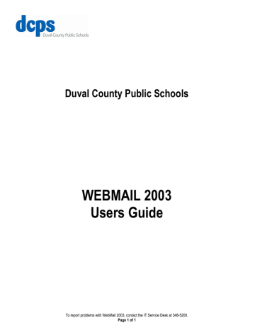 Duval County Public Schools Webmail 2003 User Guide | Manualzz