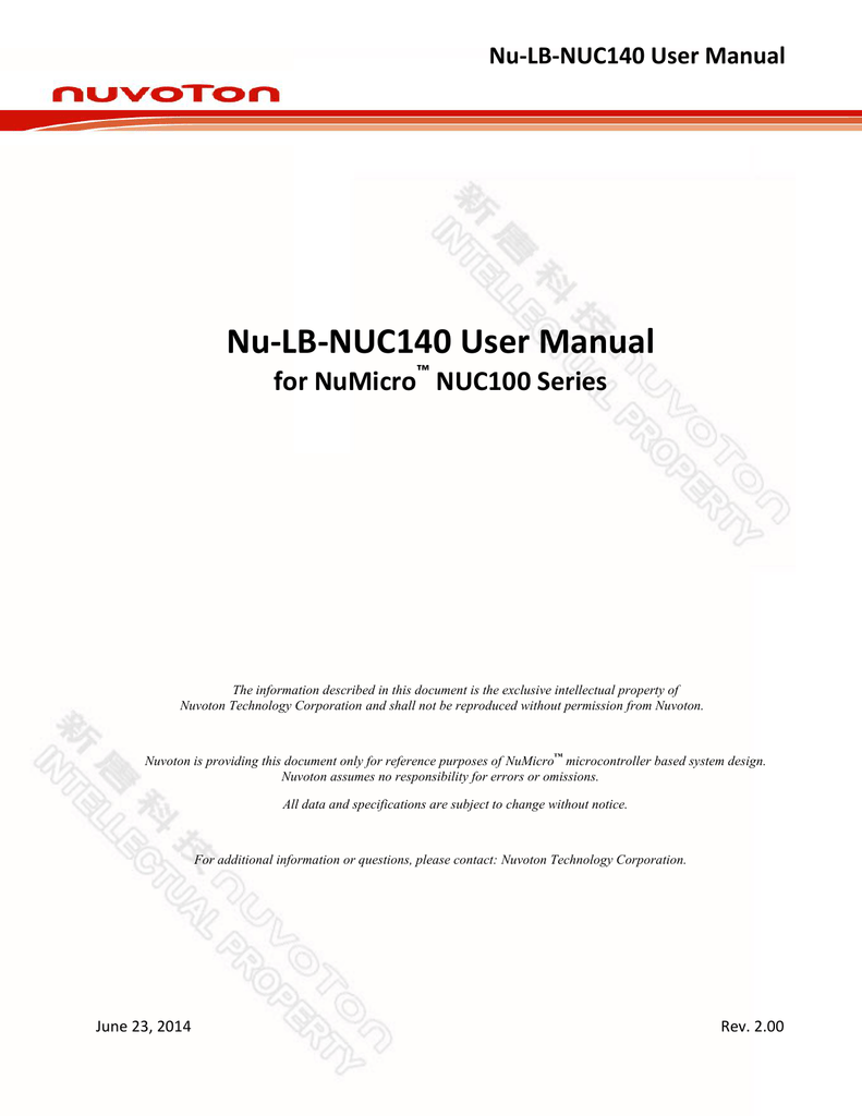 Nu-LB-NUC140 User Manual | Manualzz
