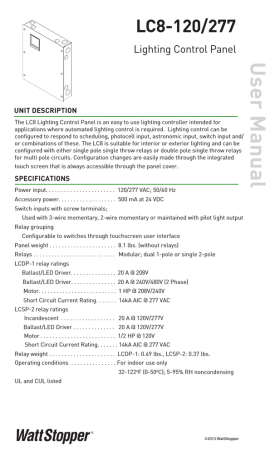 LC8 120/277 Lighting Control Panel User Manual | Manualzz