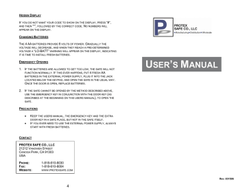 Protex Safe SCE User's Manual | Manualzz