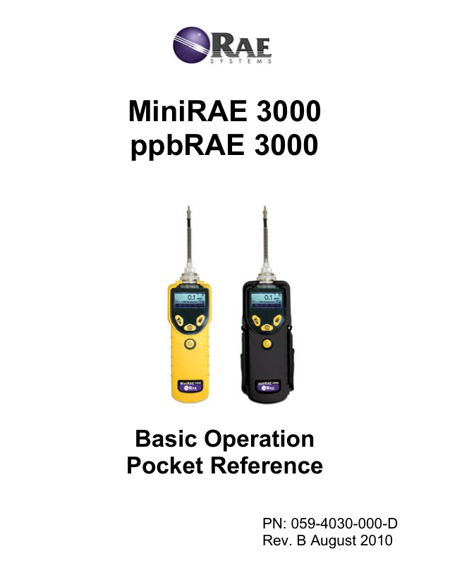 Rae MiniRAE 3000 Basic Operation/Pocket Reference | Manualzz