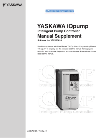 YASKAWA iQpump Controller CIMR-P7U Manual Supplement | Manualzz