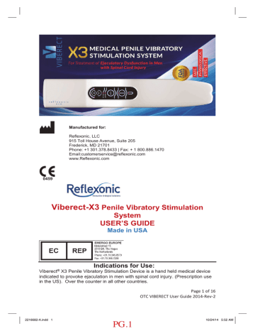 Viberect-X3 Penile Vibratory Stimulation System USER`S GUIDE | Manualzz