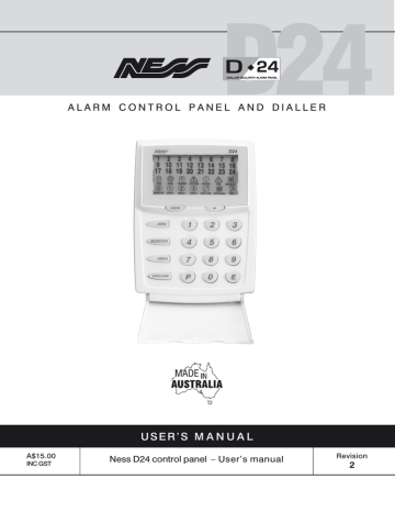 Ness D24 Alarm Control Panel User Manual | Manualzz
