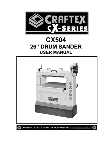 Craftex CX Series CX504 26" DRUM SANDER Owner Manual | Manualzz