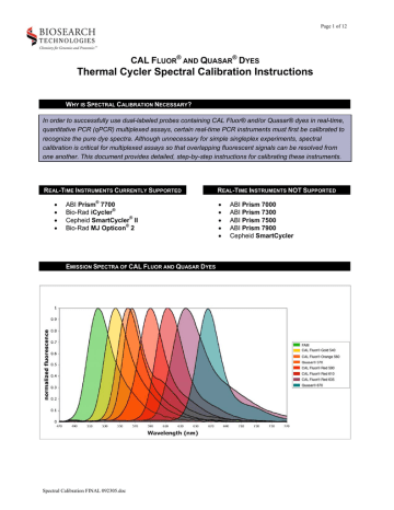 CAL Fluor and Quasar Dyes - Thermal Cycler Spectral Calibration ...