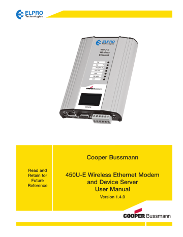 ELPRO 450U-E Wireless Ethernet Modem User manual | Manualzz