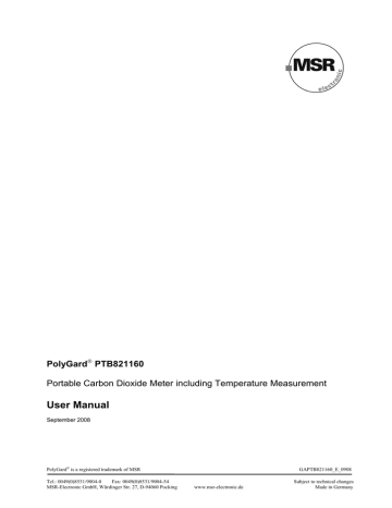 Portable CO2 Meter PolyGard PTB821160 User Manual | Manualzz