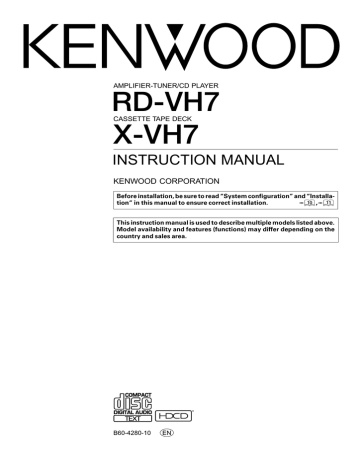 Kenwood X-VH7 Instruction manual | Manualzz