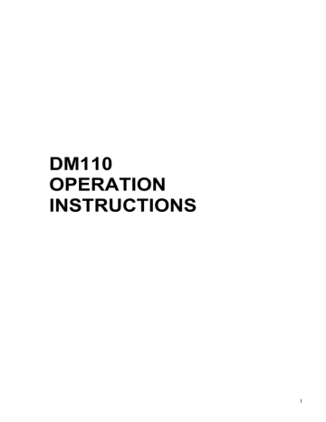 Olin DM 110 Operation Instructions | Manualzz