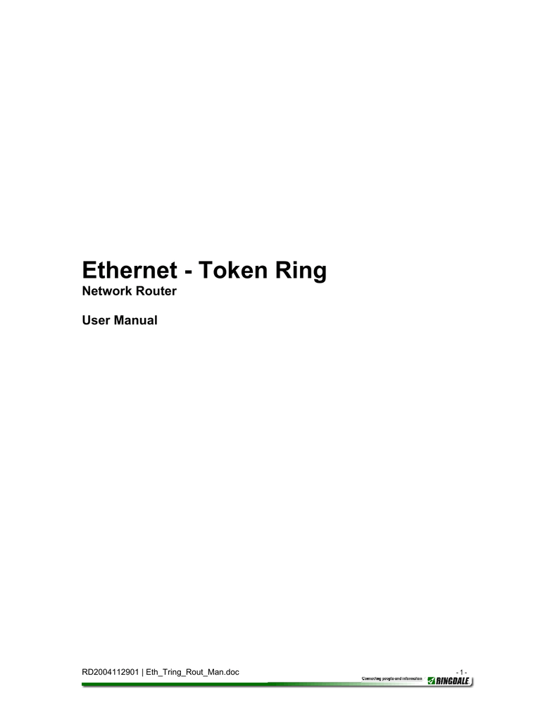 Ringdale Ethernet-Token Ring User manual | Manualzz