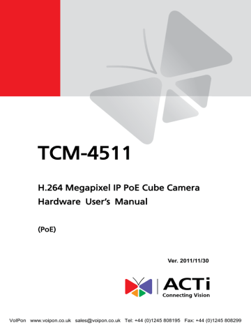 IP Cube Camera TCM 4511 Hardware User's Manual | Manualzz