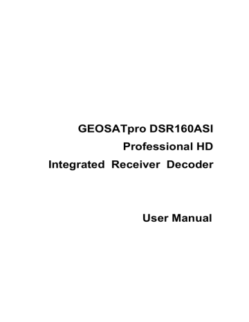 GEOSATpro DSR160ASI Receiver Decoder User Manual | Manualzz
