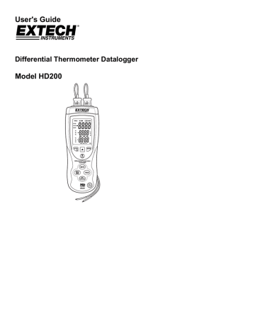 Extech HD200 Differential Thermometer Datalogger User's Guide | Manualzz