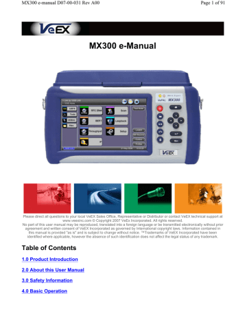 VeEX MX300 Ethernet Transport Expert e-Manual | Manualzz