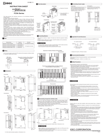 IDEC FC5A MICRO Smart pentra Instruction Sheet | Manualzz