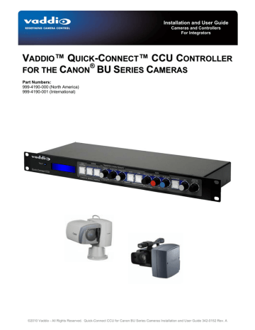 Vaddio BU Quick-Connect CCU Controller Installation and User Guide ...