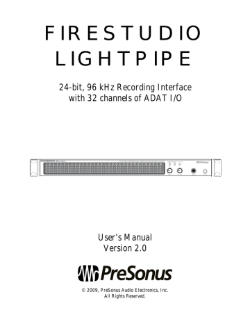PRESONUS FireStudio Lightpipe Owner's Manual | Manualzz