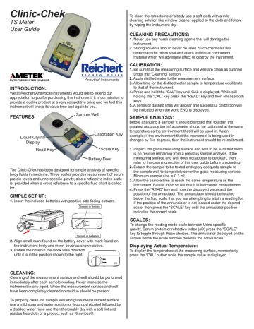 Reichert Clinic-Chek TS Meter User Guide | Manualzz