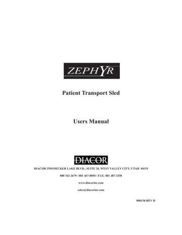 Diacor Zephyr Patient Transport Sled Users Manual | Manualzz