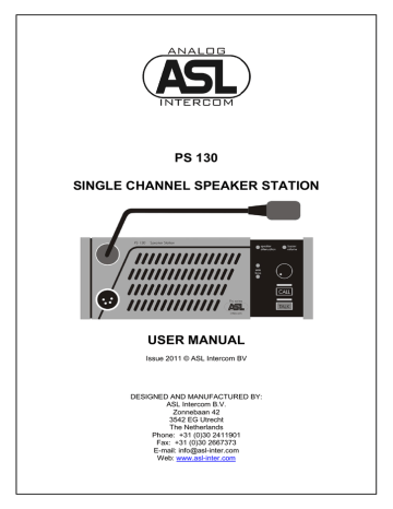 ASL INTERCOM PS 130 User manual | Manualzz
